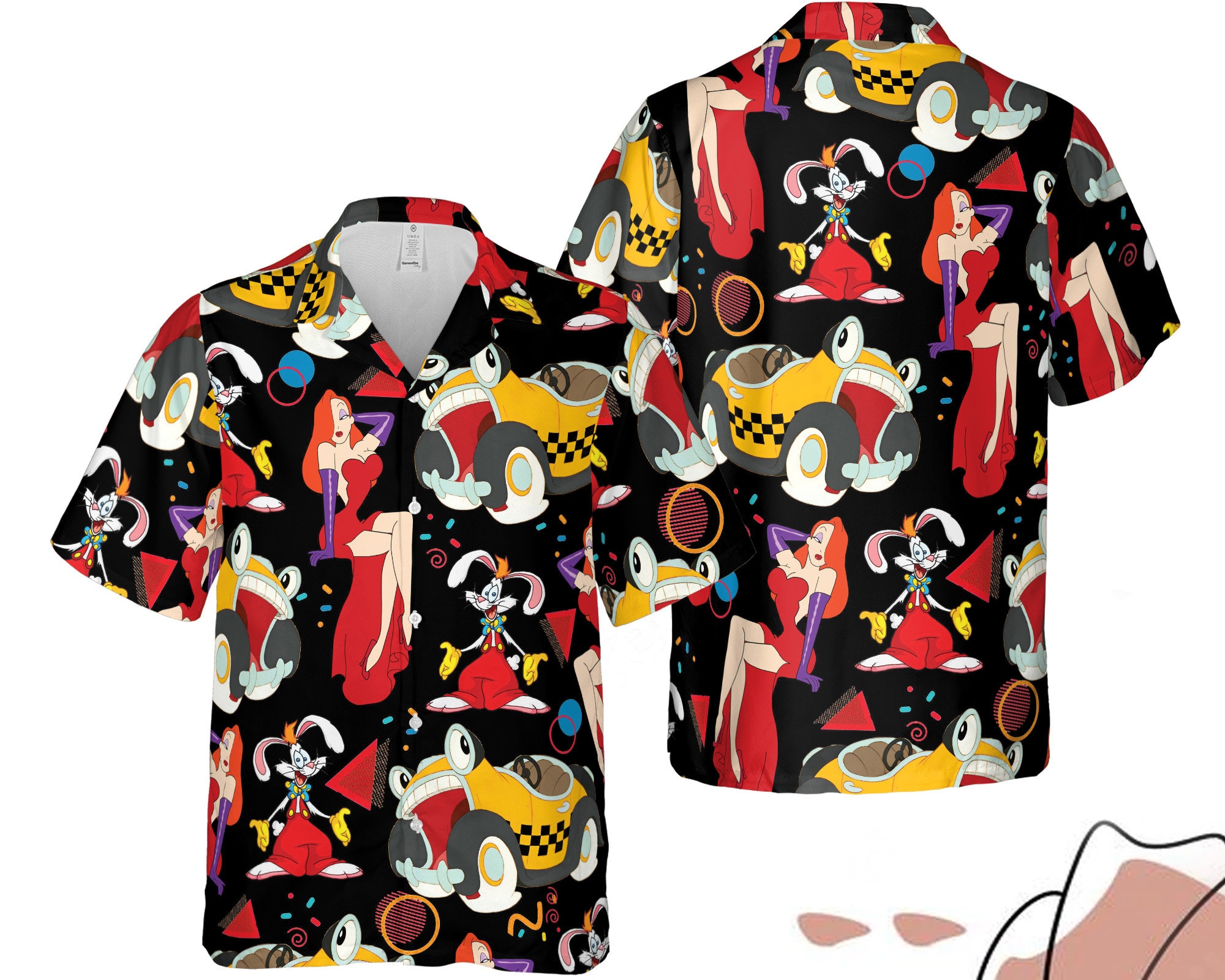 Retro 90s Jessica Rabbit Roger Rabbit Benny The Cab Hawaiian Shirt sold ...