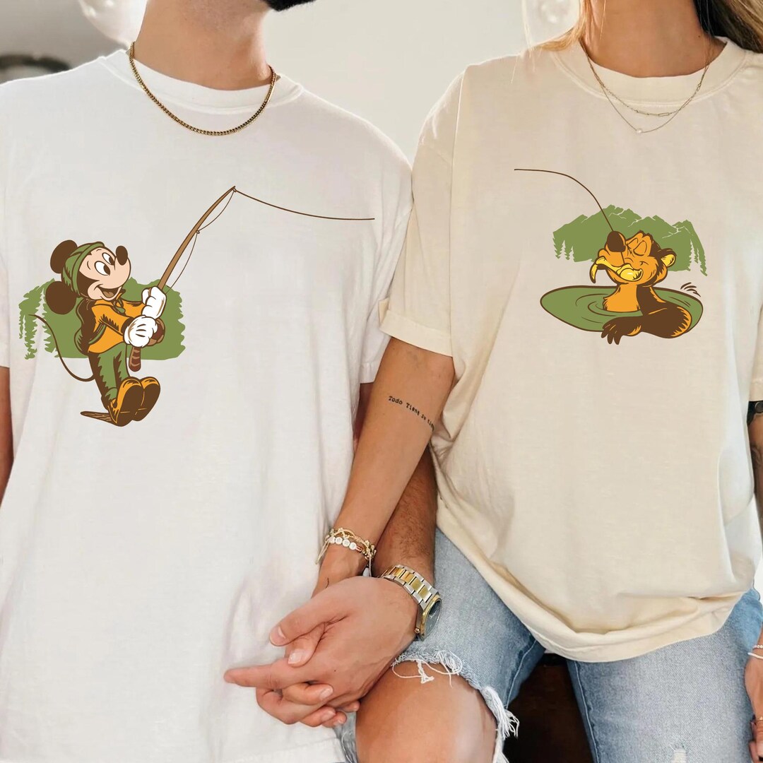 Retro Mickey Mouse Fishing Catching A Bear Humphrey Shirt, Disney ...