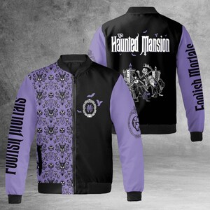 Disney Halloween the Haunted Mansion Fleece Bomber Jacket, Hitchhiking ...
