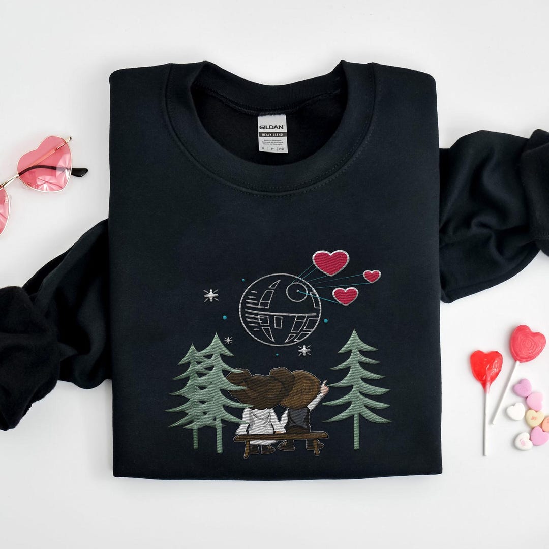 Embroidered Star Wars Valentine Chibi Princess Leia Han Solo Sweatshirt ...