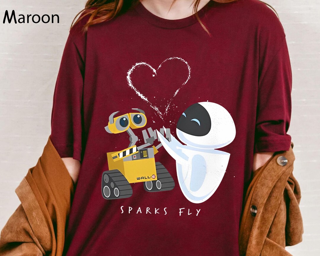 Vintage Wall-e and Eve Love Sparks Fly Comfort Colors Shirt, Valentine ...