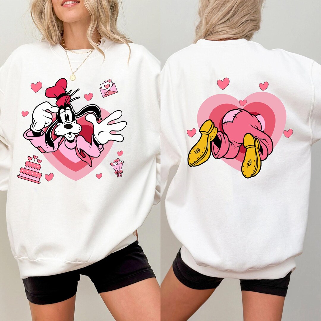 Two Sided Goofy Valentine's Day 2025 Shirt, Custom Characters Disney ...