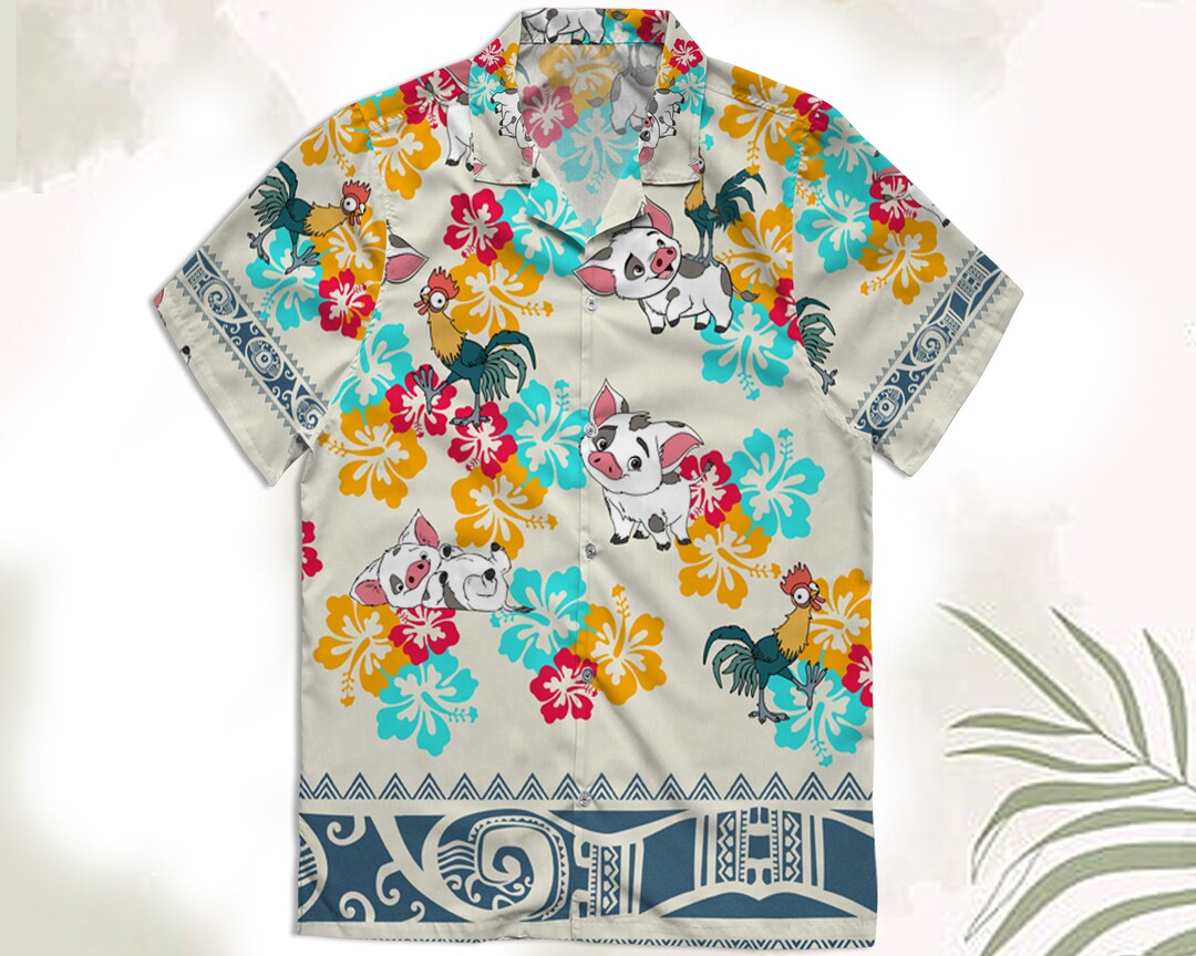 Maui Pua and Heihei Floral Moana Hawaiian Shirt, Disneyland Family ...
