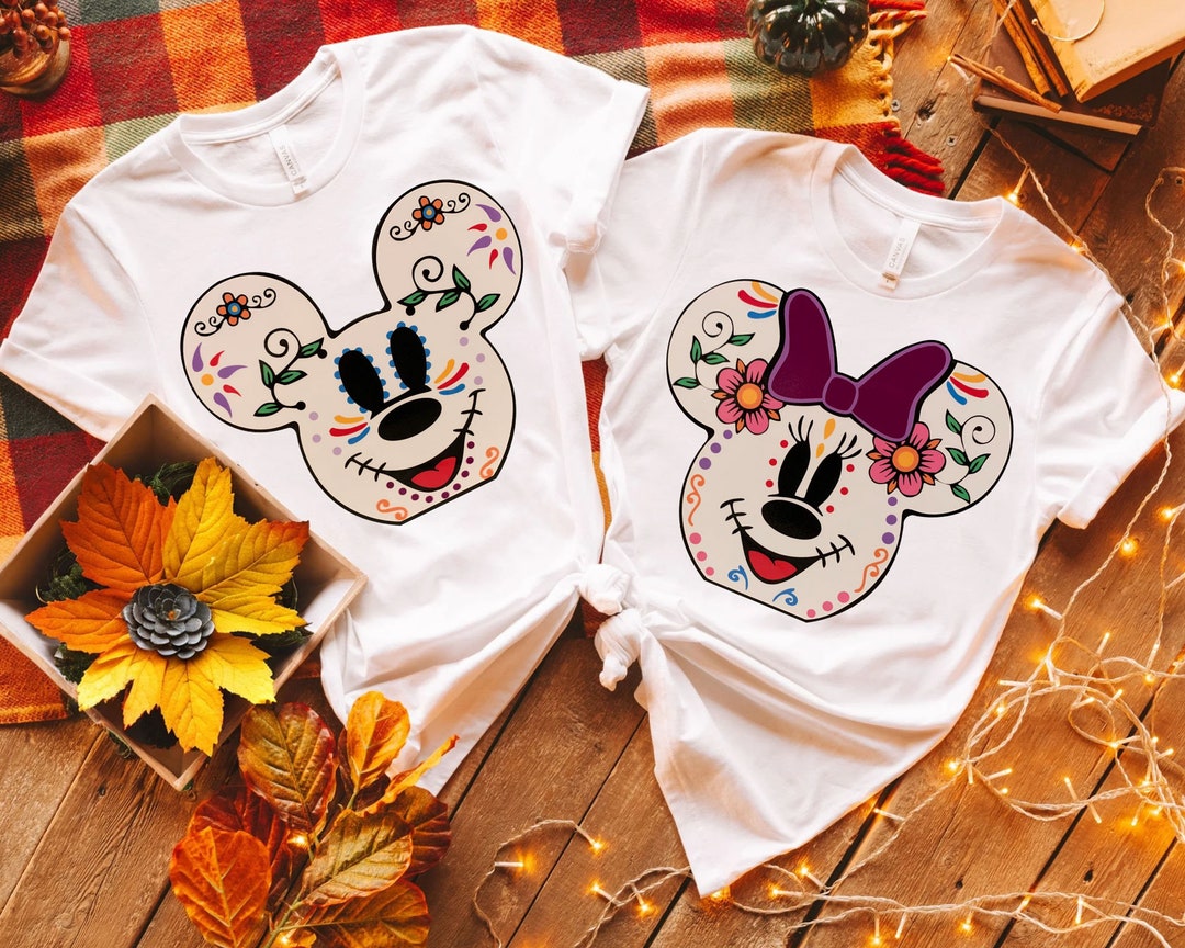 Mickey Minnie Mouse Sugar Skull Shirt, Day of the Dead Halloween Couple ...