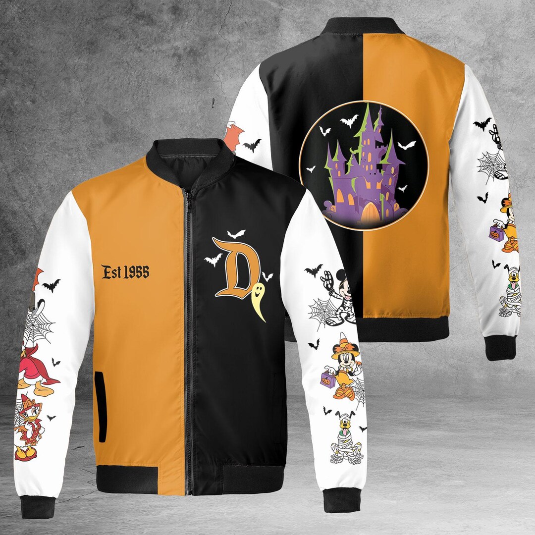 Halloween Disneyland Castle 1955 Fleece Bomber Jacket, Mickey and ...