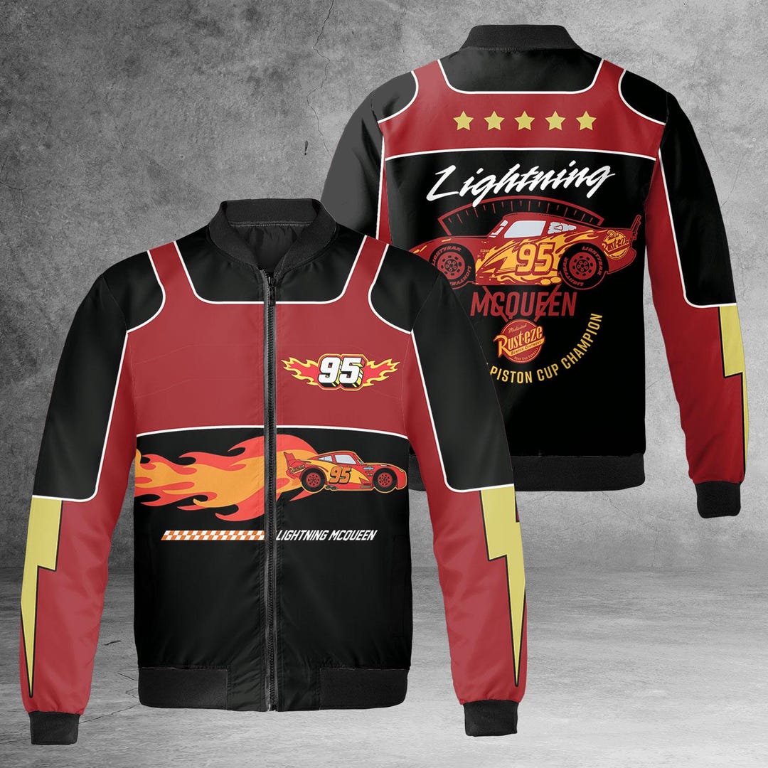 Disney Pixar Cars Lighting Mcqueen 95 Fleece Bomber Jacket, Piston Cup ...