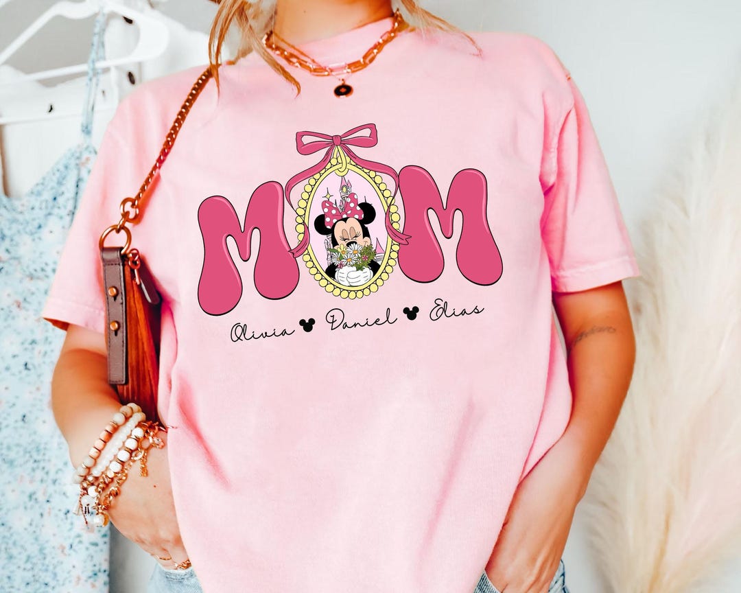 Custom Kids Name Minnie Mouse Mama Mom Coquette Bow Shirt, Personalized ...