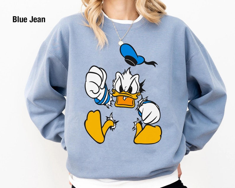 Two Sided Grumpy Donald Duck Front and Back Comfort Colors Shirt, Funny ...