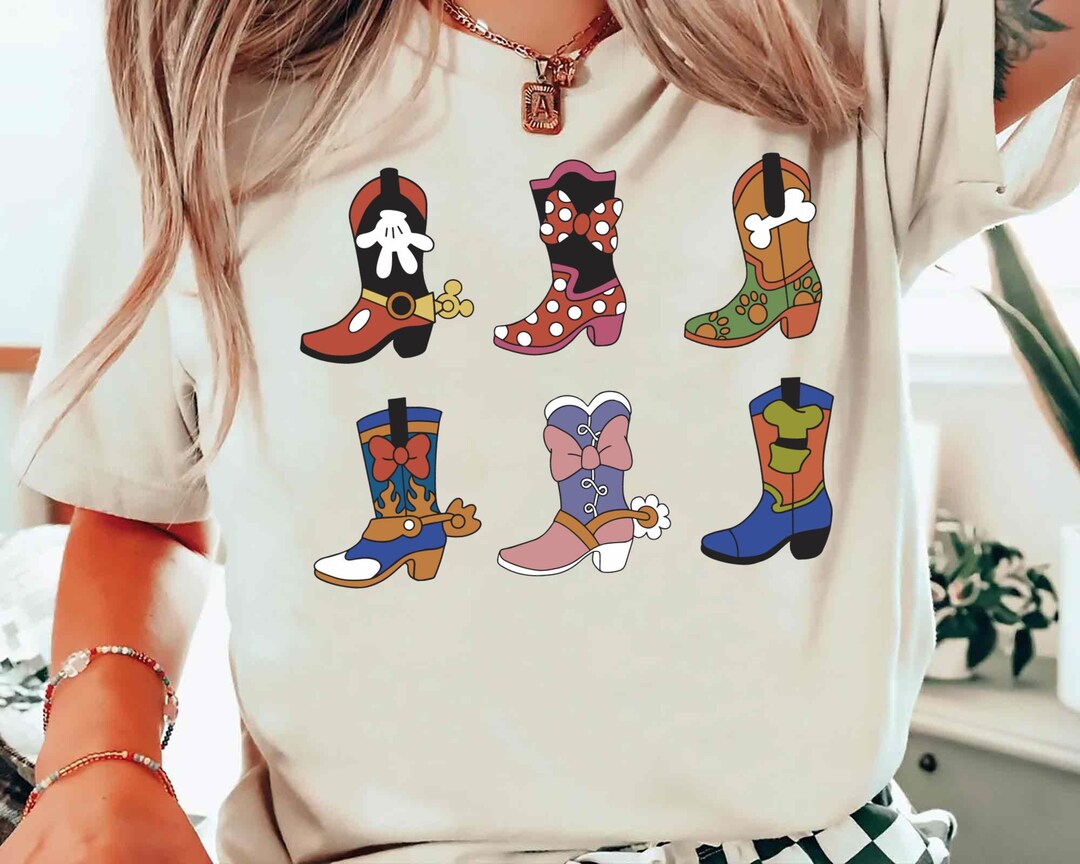 Disney Classic Character Cowboy Boot Shirt, Mickey and Friends Western ...