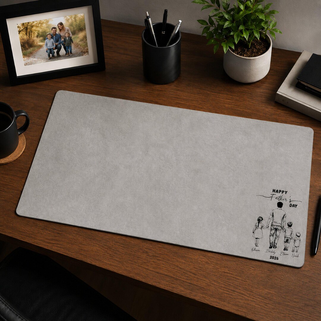 Custom Kids Name Printed Leather Mouse Pad, Personalized Family Line ...