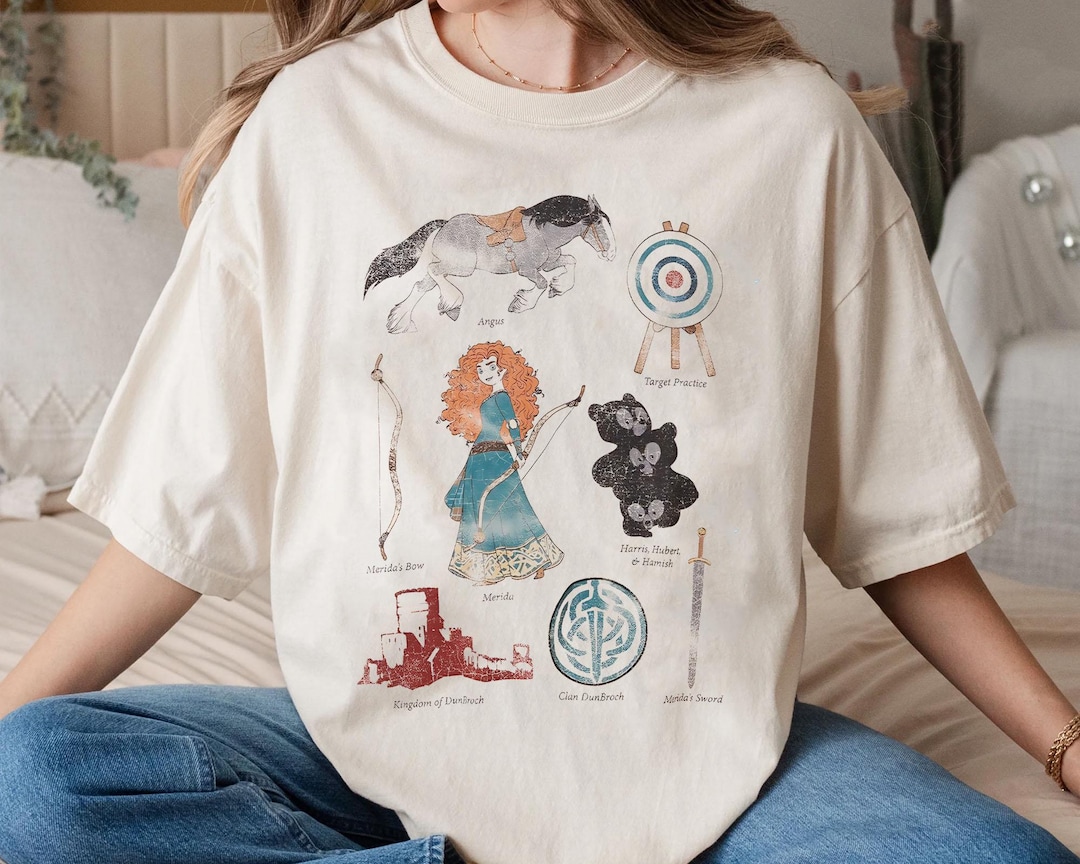 Disney Brave Icon Grid Merida Bear Shirt, Vintage Merida Princess T ...