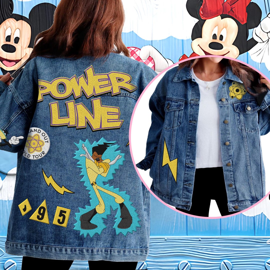 Embroidered Powerline Stand Out Tour Patch Denim Jacket, Disney A Goofy ...
