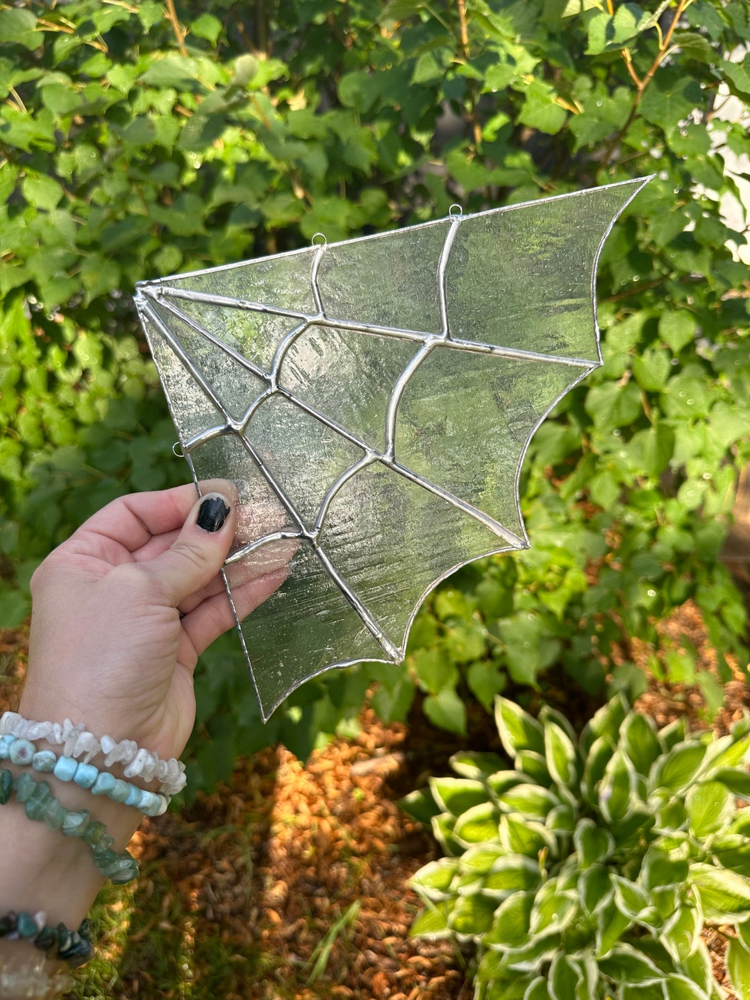 Stained Glass Spider Web Corner Piece - Etsy