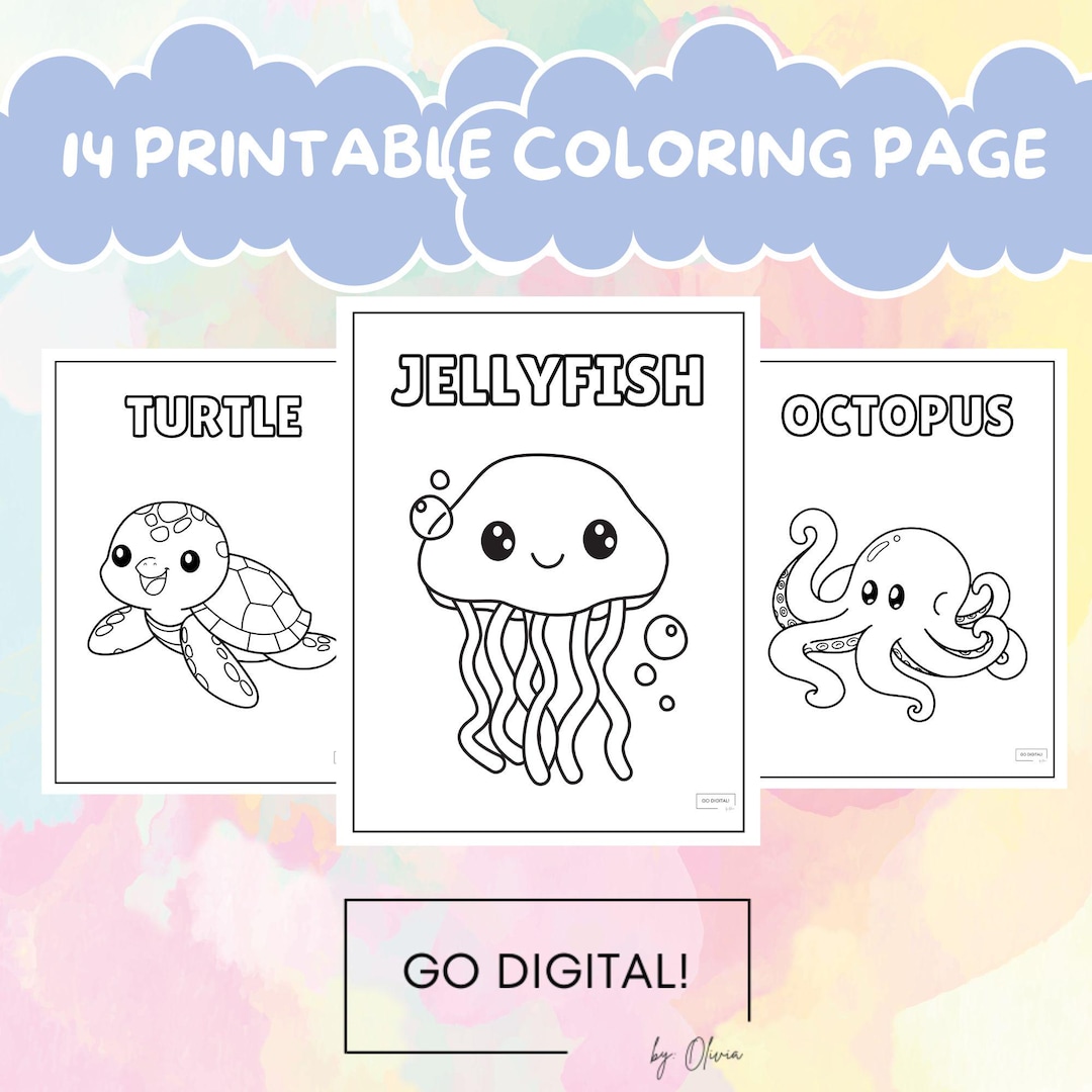 Sea Animals Coloring Pages | Digital Download Printable | Summer ...
