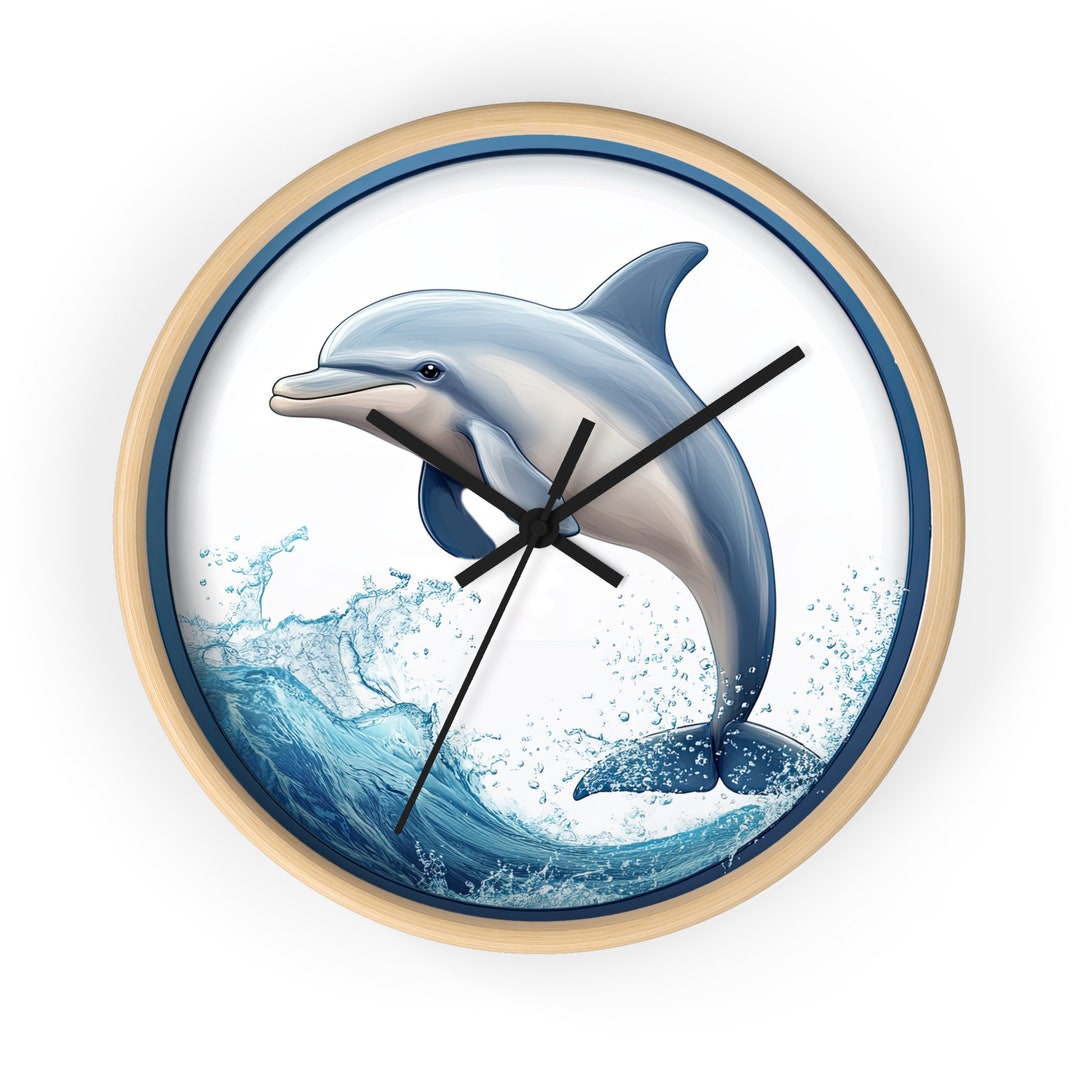 Dolphin Wall Clock - 10", Two Colors - Wood or White, Kids Bedroom ...