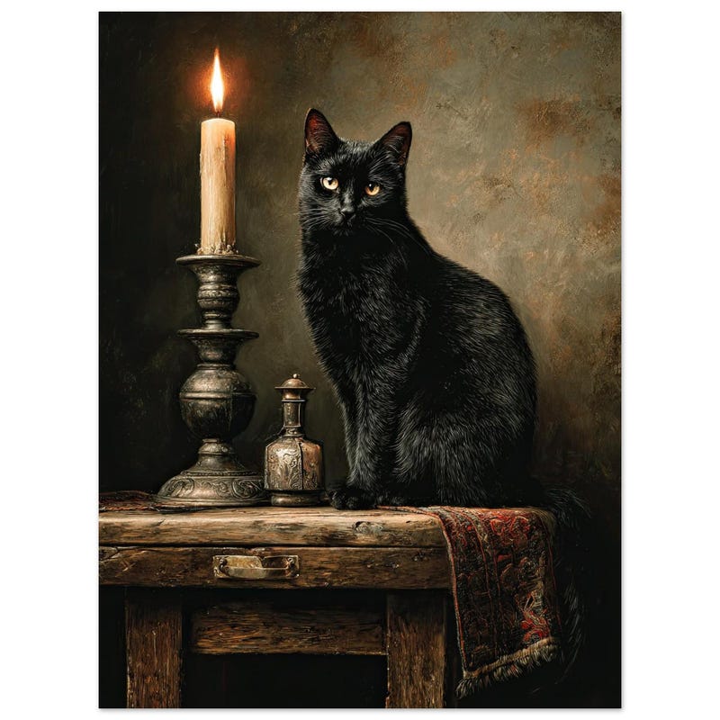 Black Cat Poster - Etsy