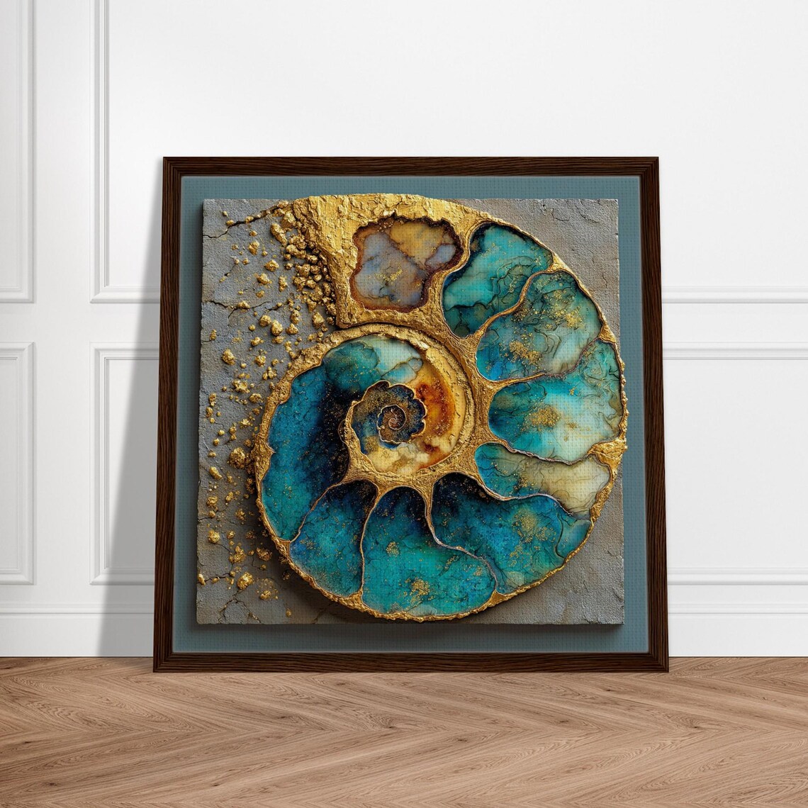 Framed Abstract Ammonite Fossil Framed Canvas Art - Multiple Sizes ...