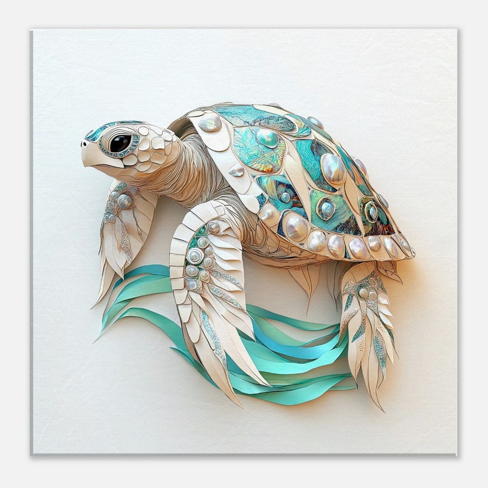 Sea Turtle 3D Jeweled Design on Slim Canvas, Square Sizes - Etsy