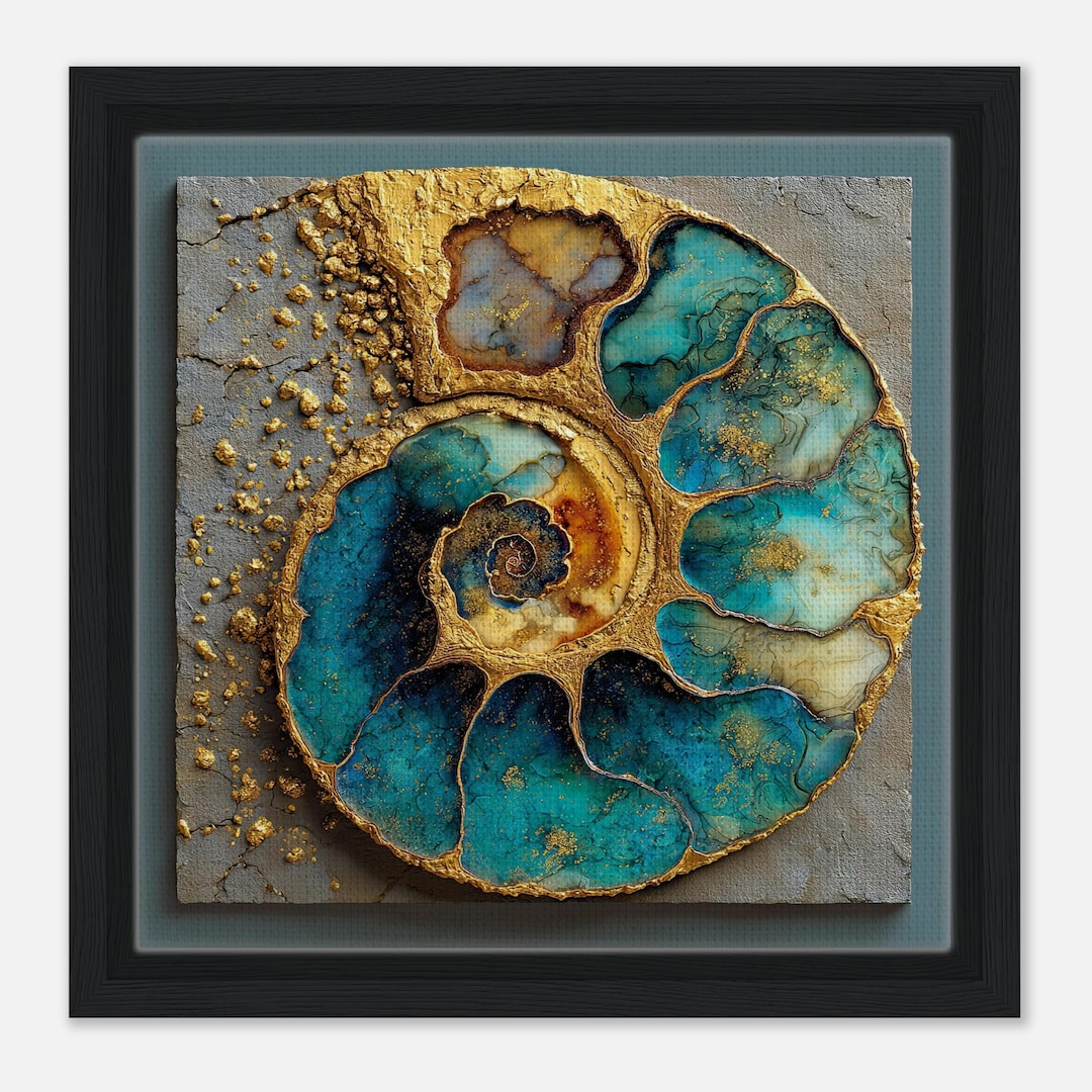 Framed Abstract Ammonite Fossil Framed Canvas Art - Multiple Sizes ...