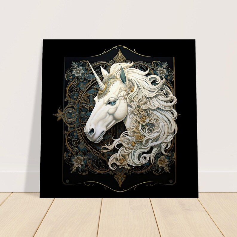 Unicorn Portrait Art Nouveau Canvas Wall Art - Etsy