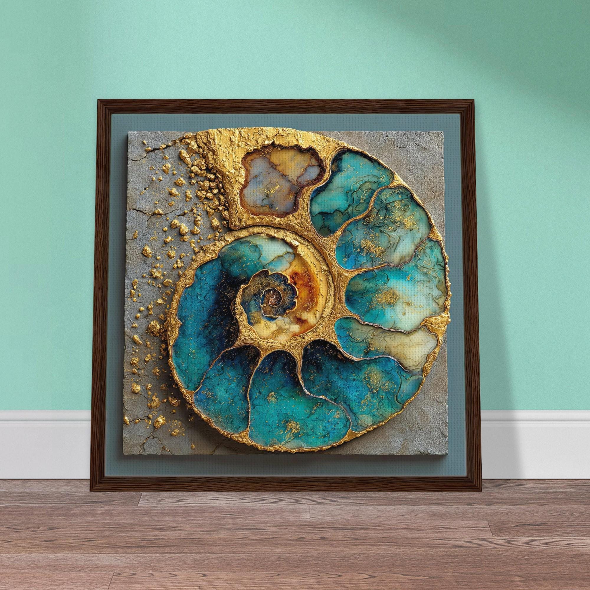 Framed Abstract Ammonite Fossil Framed Canvas Art - Multiple Sizes ...