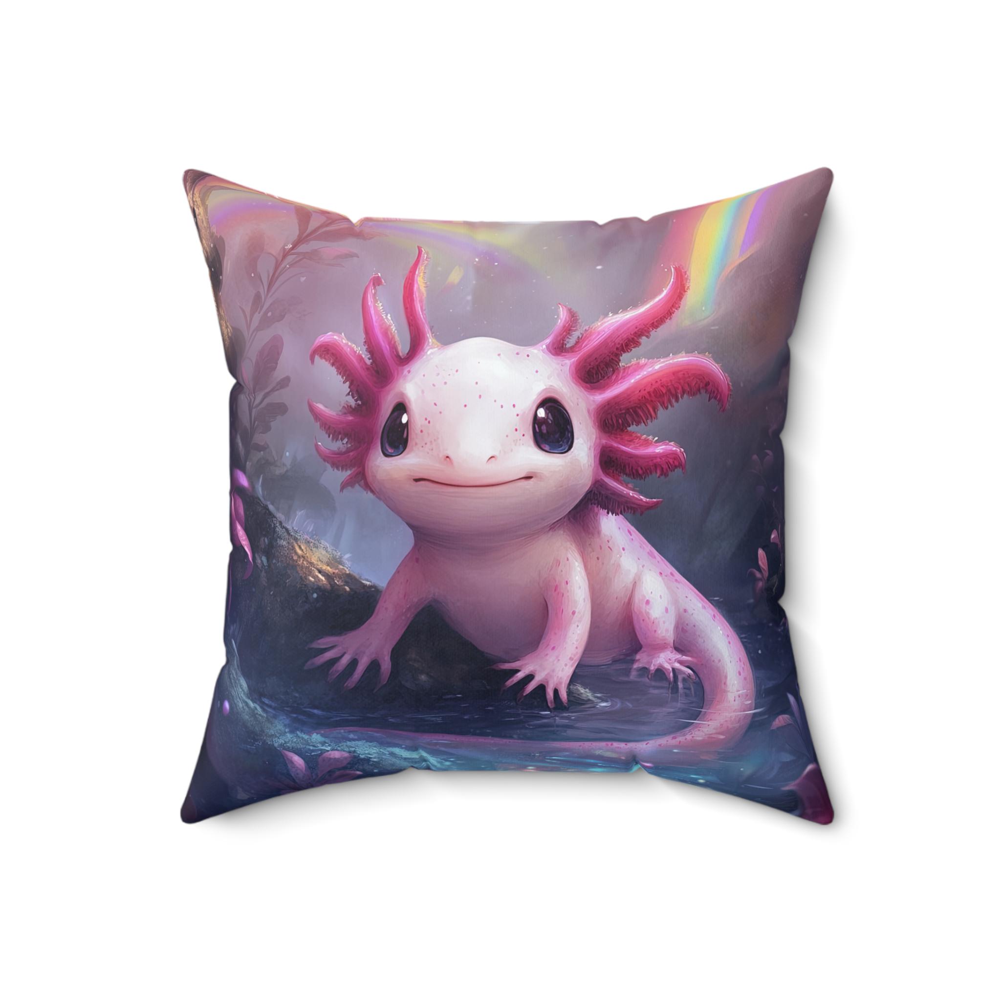 Axolotl Square Faux Suede Pillow, Decorative Childs Room Cushion ...