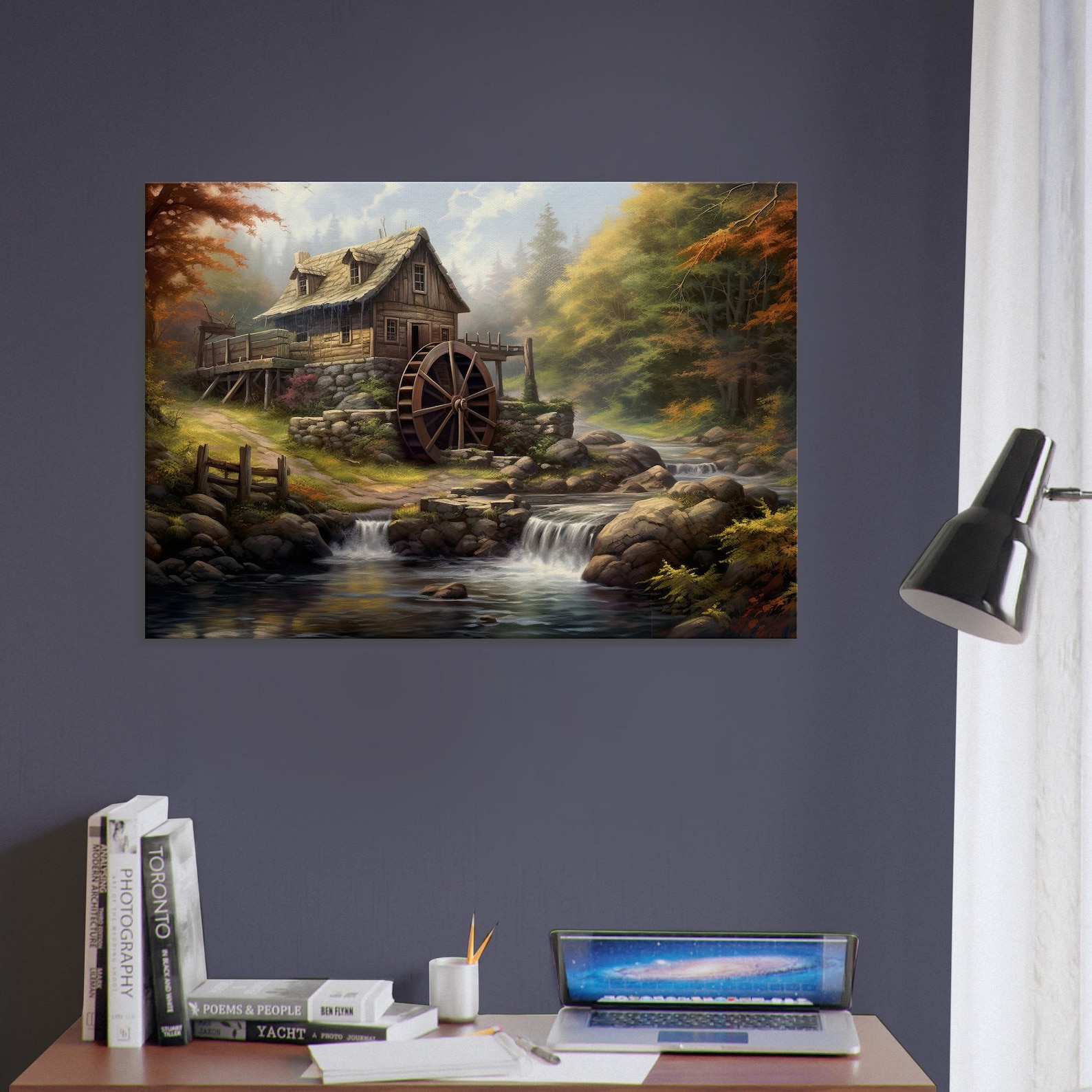 Old Rustic Grist Mill Print on Slim Canvas, Mountain Life Wall Art ...