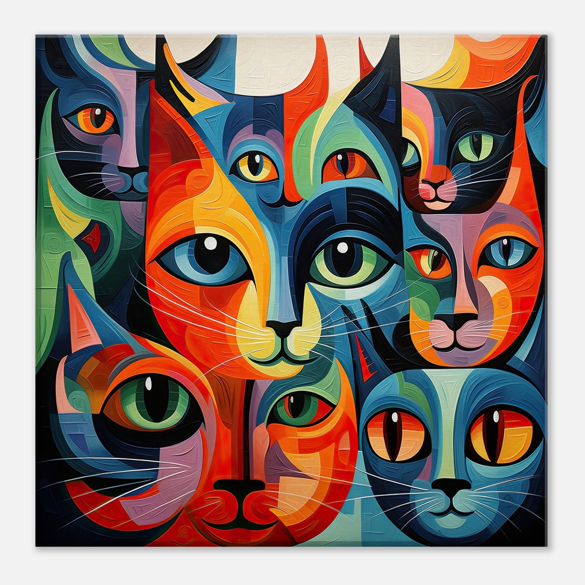 Cats on Canvas Abstract Art Wall Decor 002 - Etsy