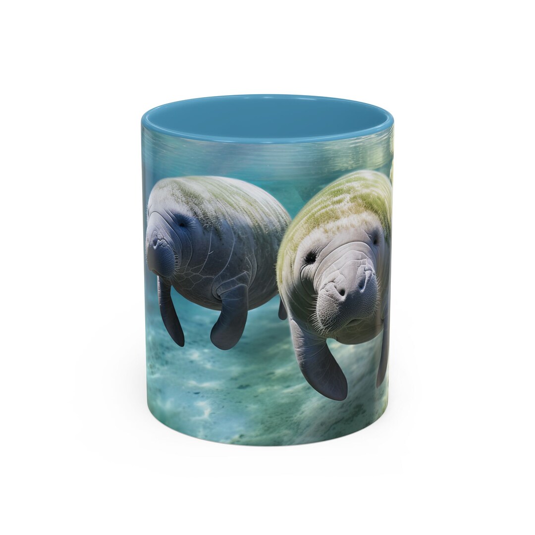 Manatee, Sea Cow River Nature Scene Beverage Mug, Manatee Lover Gift ...
