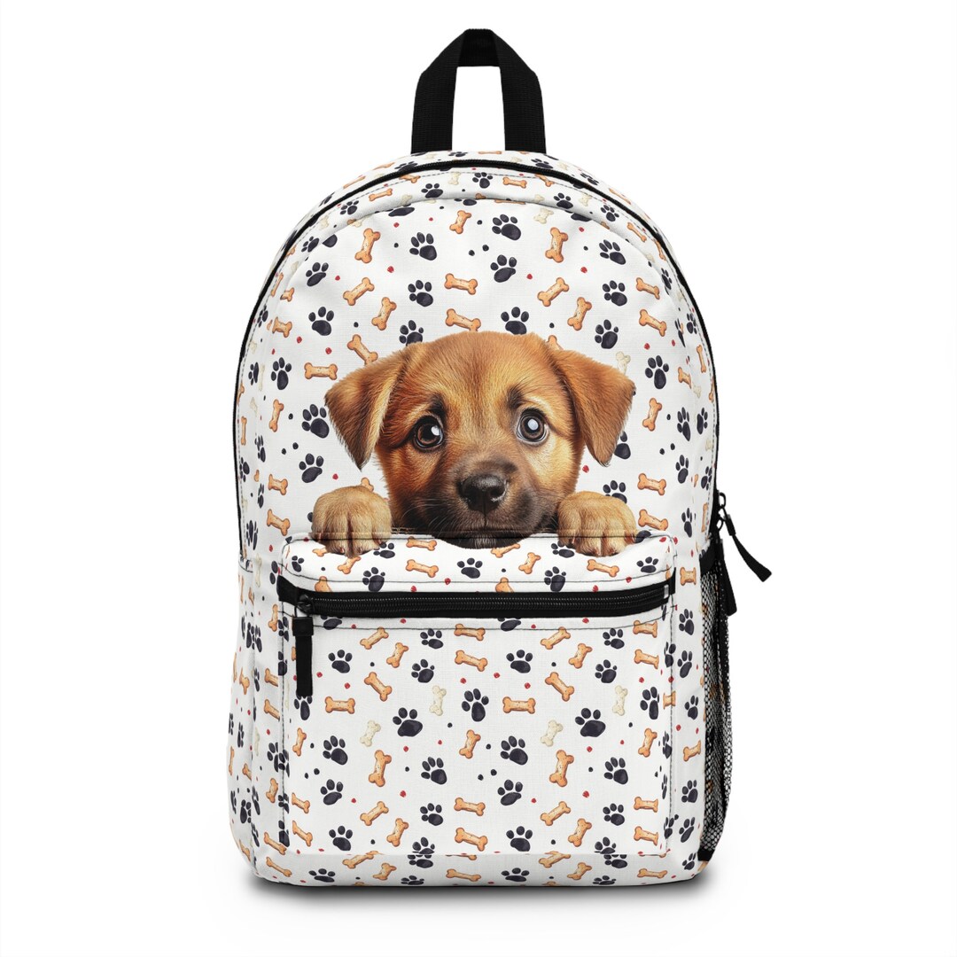Backpack, Cute Puppy Peaking Out Design, Dog Lover Gift, Animal Print ...