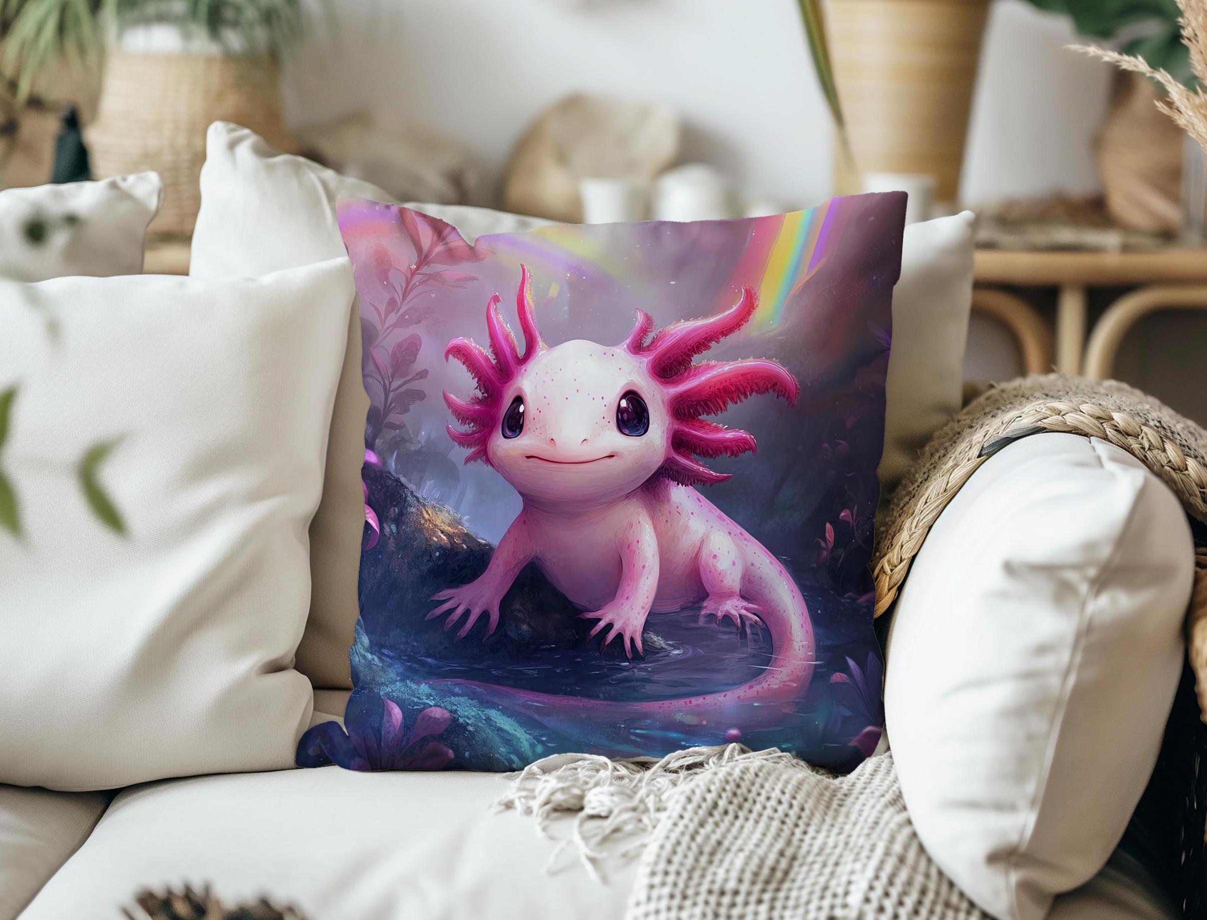 Axolotl Square Faux Suede Pillow, Decorative Childs Room Cushion ...