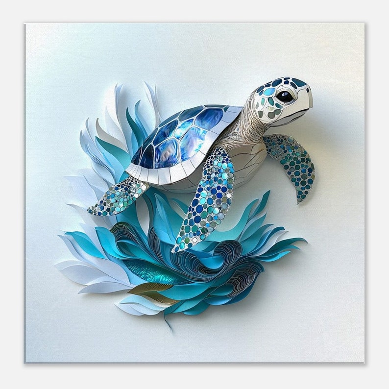 Sea Turtle Mosaic 3D Design, Square Sizes on Slim Canvas - Etsy