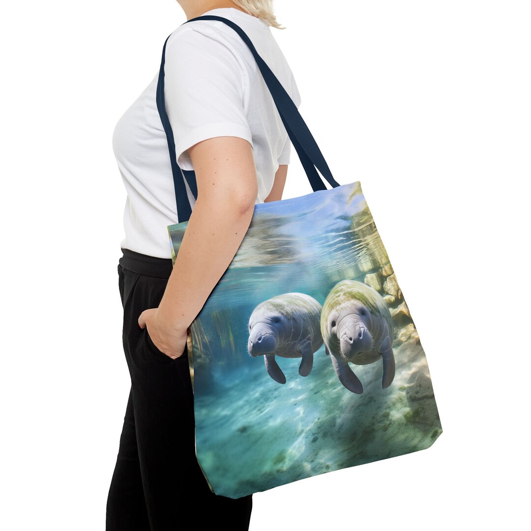 Manatee Beach Bag: Ocean Life Travel Tote - 3 Sizes - Etsy