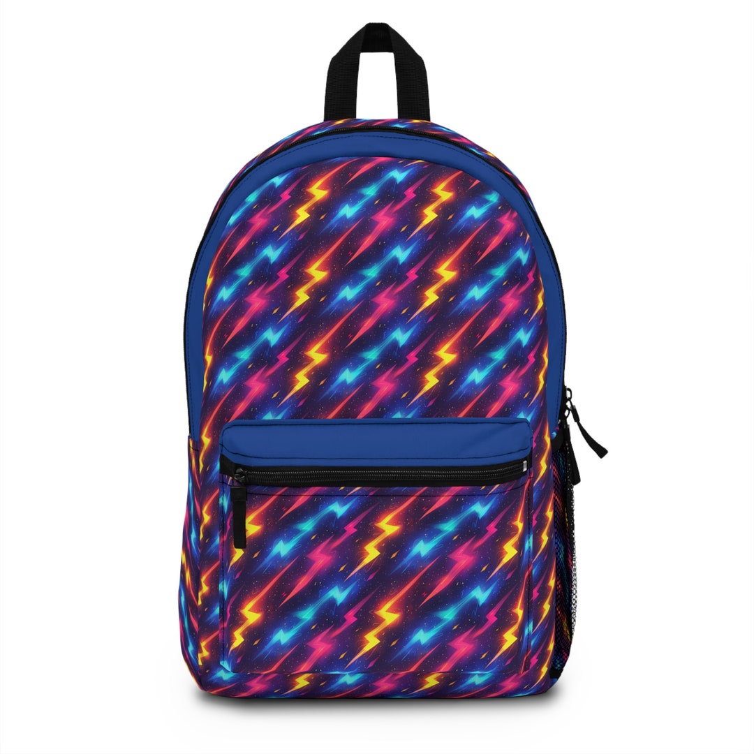 Neon Lightning Bolt Backpack With Blue Trim Back to School Supplies ...