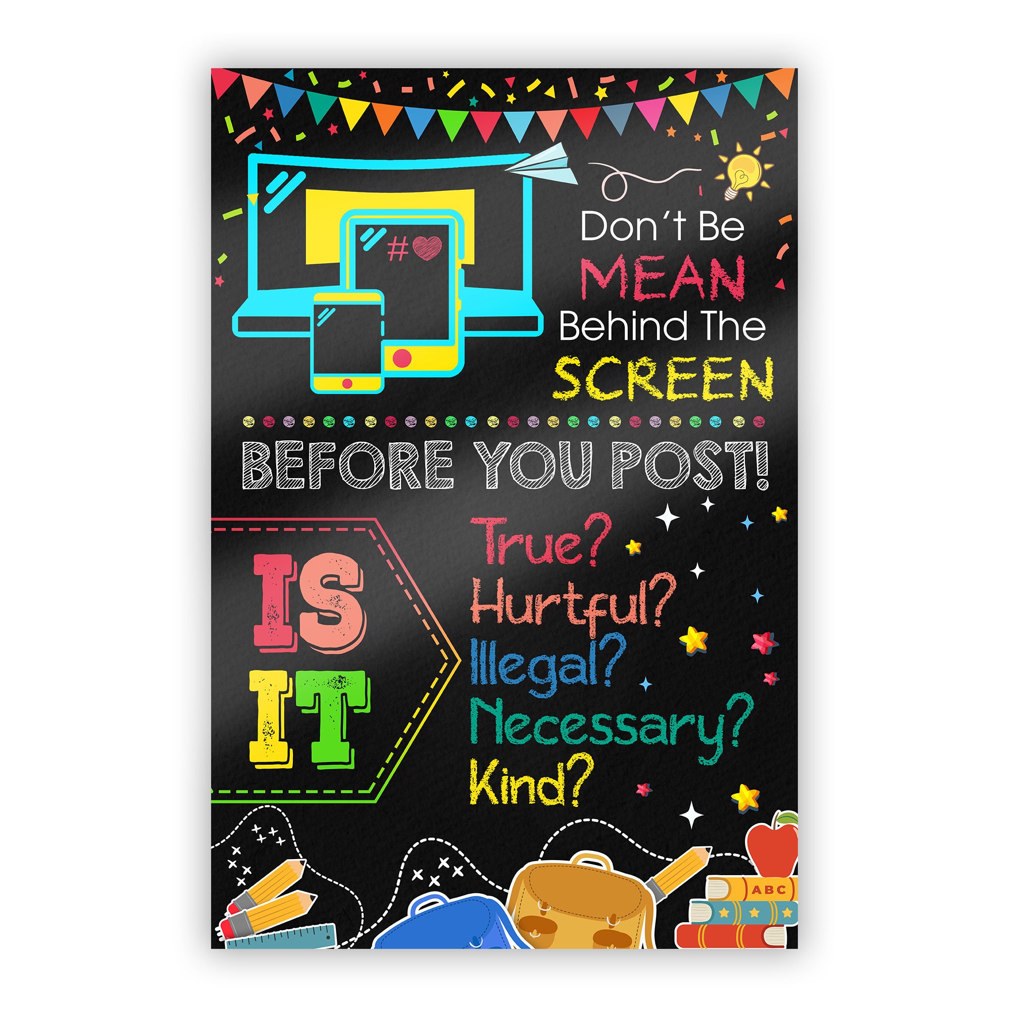 Anti Cyber Bully Poster Classroom Counselor Office Poster - Etsy