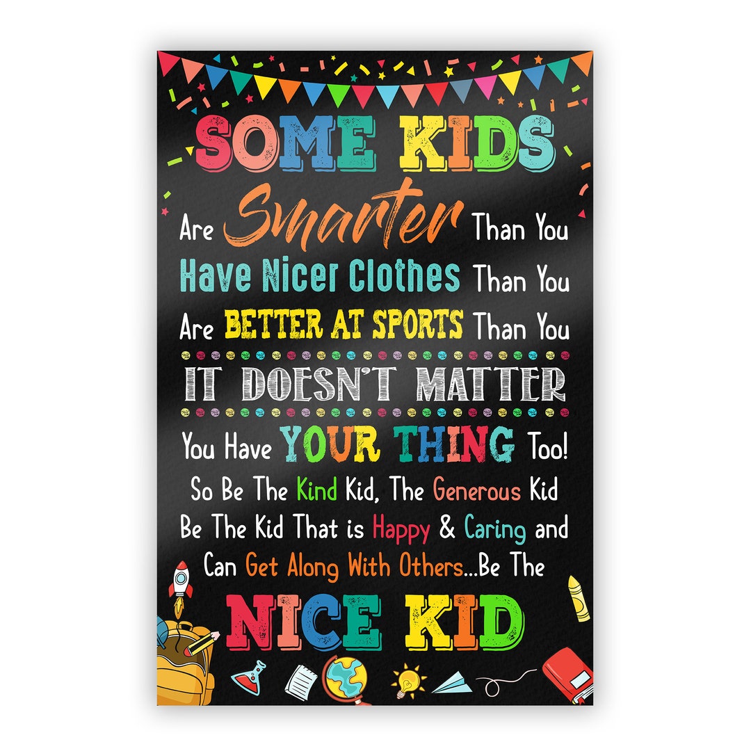 Be the Nice Kid Printable Poster Kindness Art School - Etsy