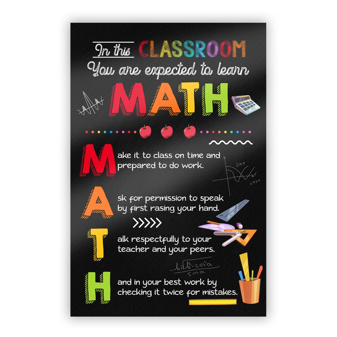 Math Teacher Classroom Poster Printable Math Classroom Math - Etsy