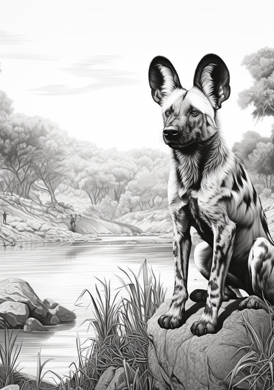 African Wild Dog Coloring Pages - Etsy