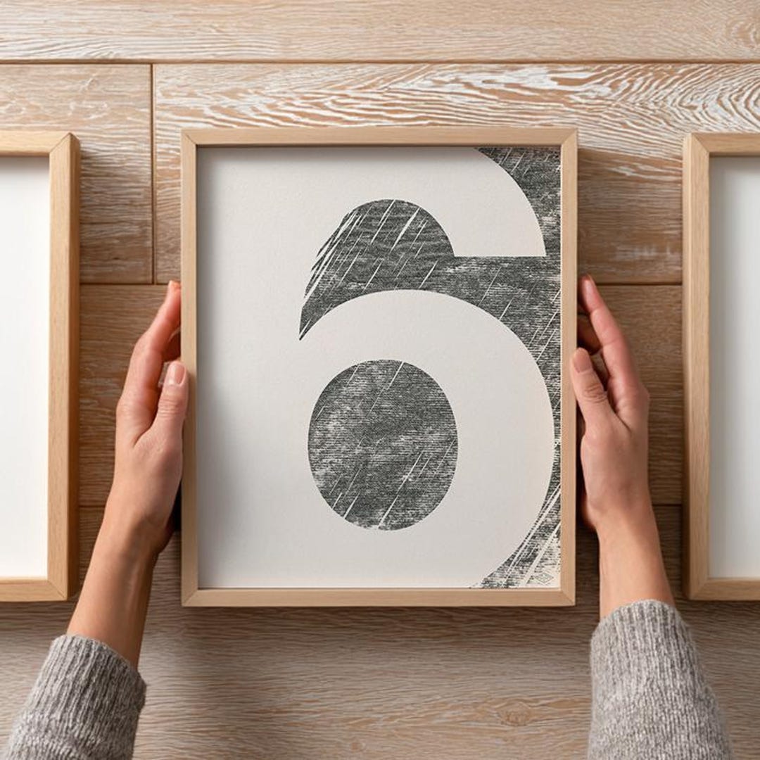 Art Print | Modern Typography | Number Six Decor | Minimalist Wall Art ...