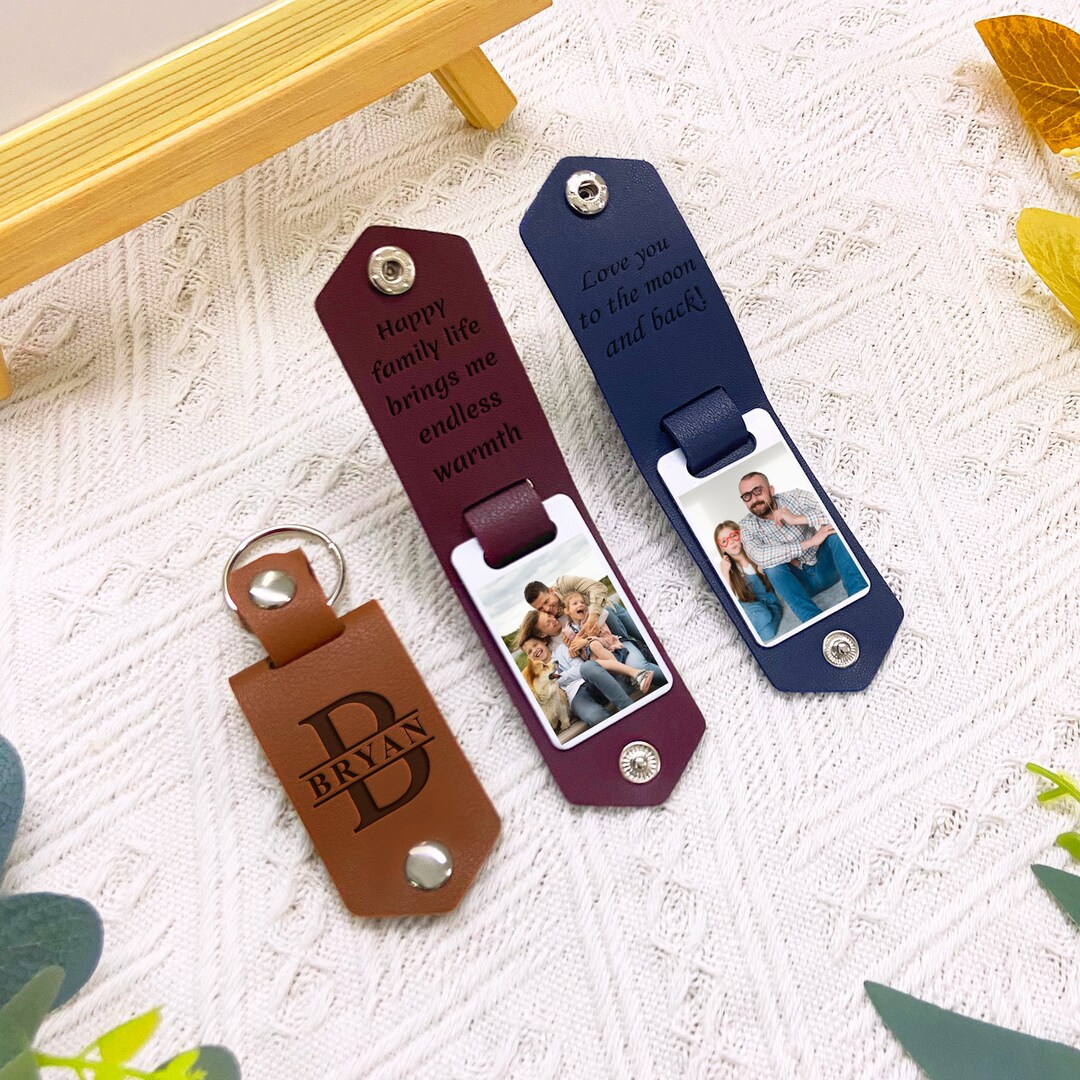 Custom Leather Keychain Best Dad Gift, Personalized Keychain Gift for ...