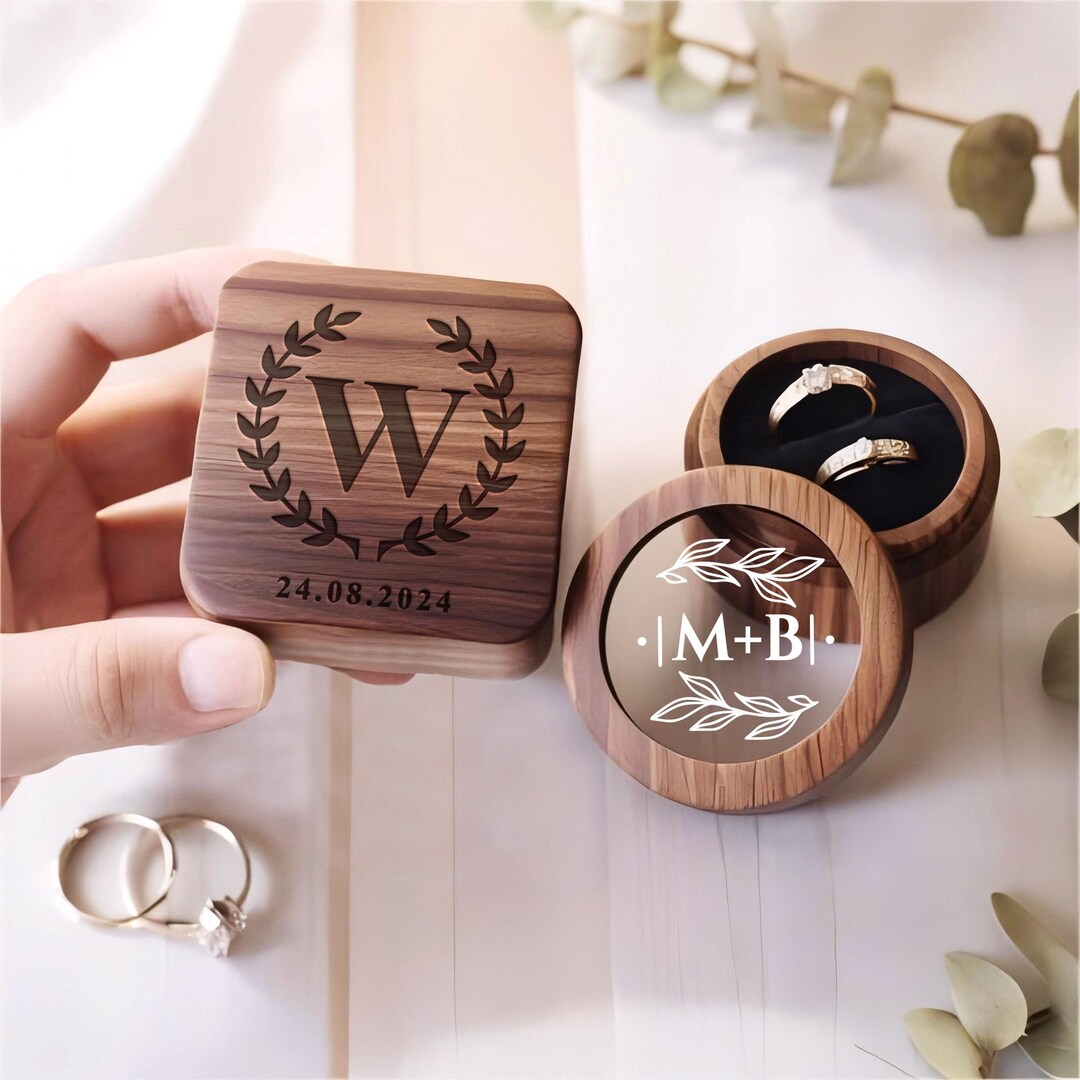 Custom Wooden Ring Box Wedding Favors, Personalized Engagement Ring Box ...