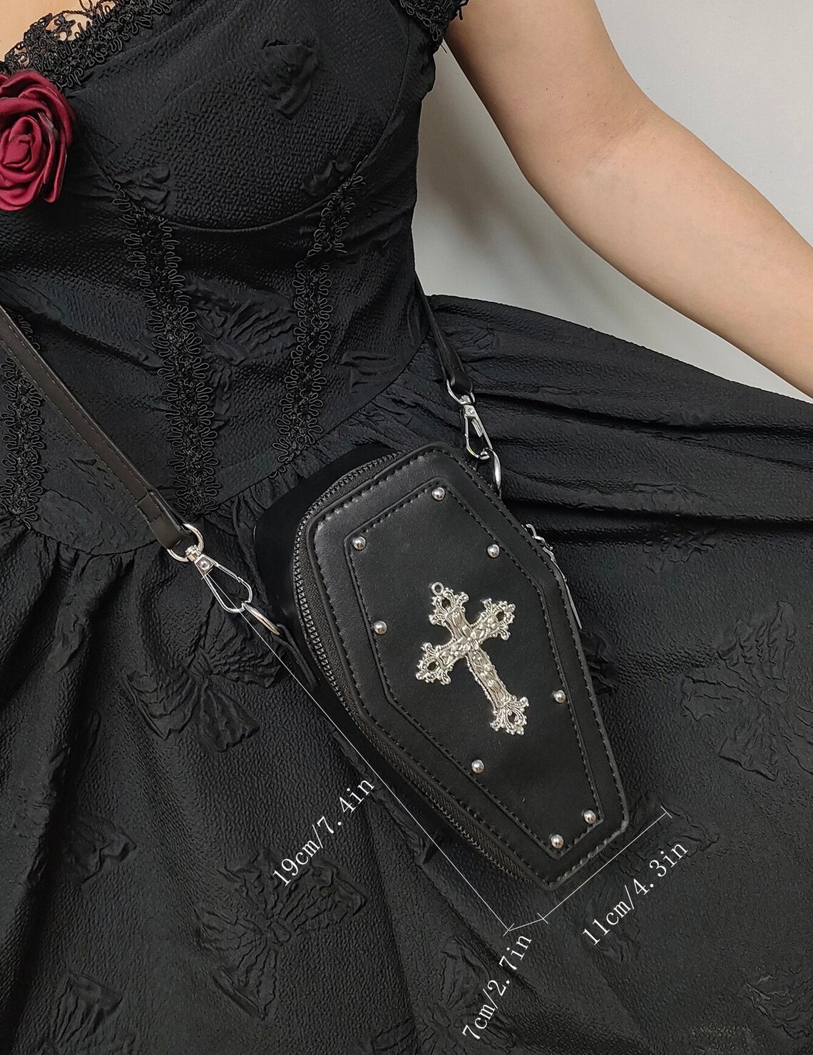 Halloween Gothic Studded Coffin Shaped Bags,mini Punk Rock Style Metal ...