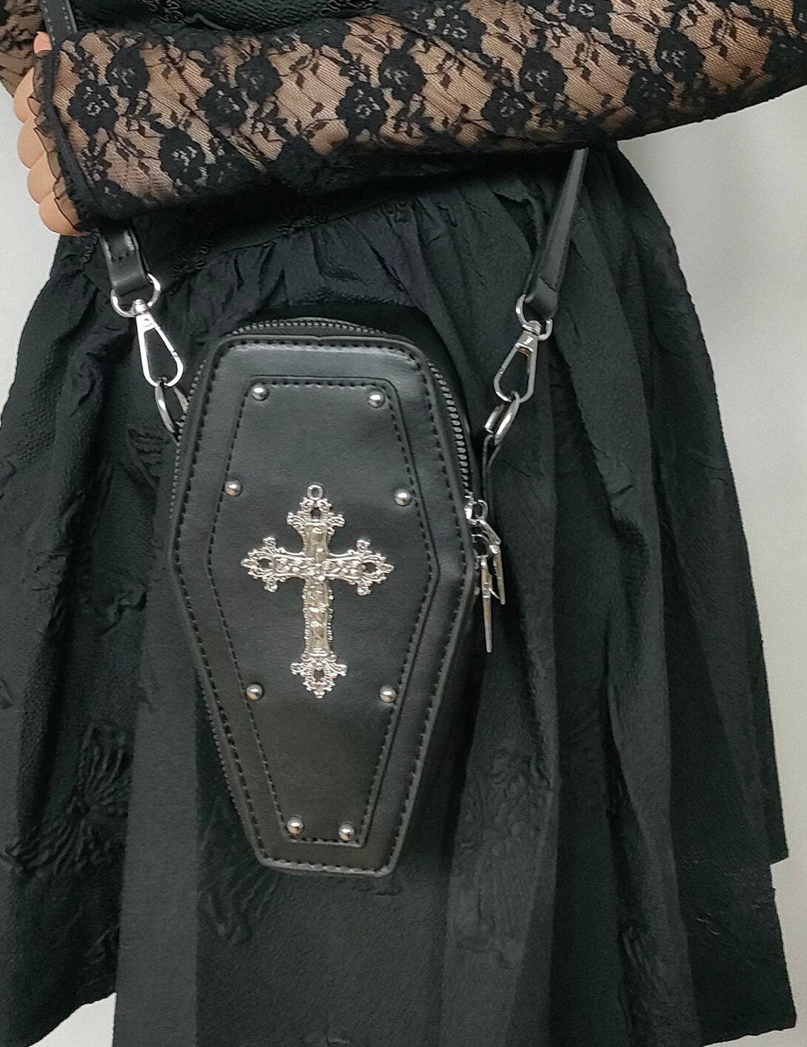 Halloween Gothic Studded Coffin Shaped Bags,mini Punk Rock Style Metal ...