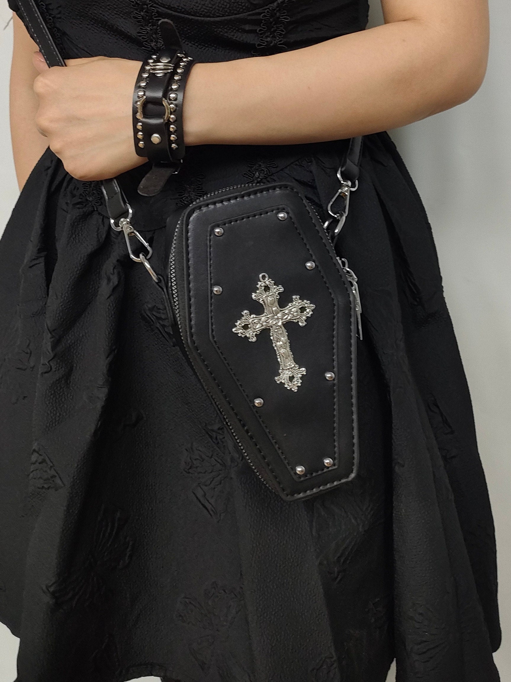Halloween Gothic Studded Coffin Shaped Bags,mini Punk Rock Style Metal ...