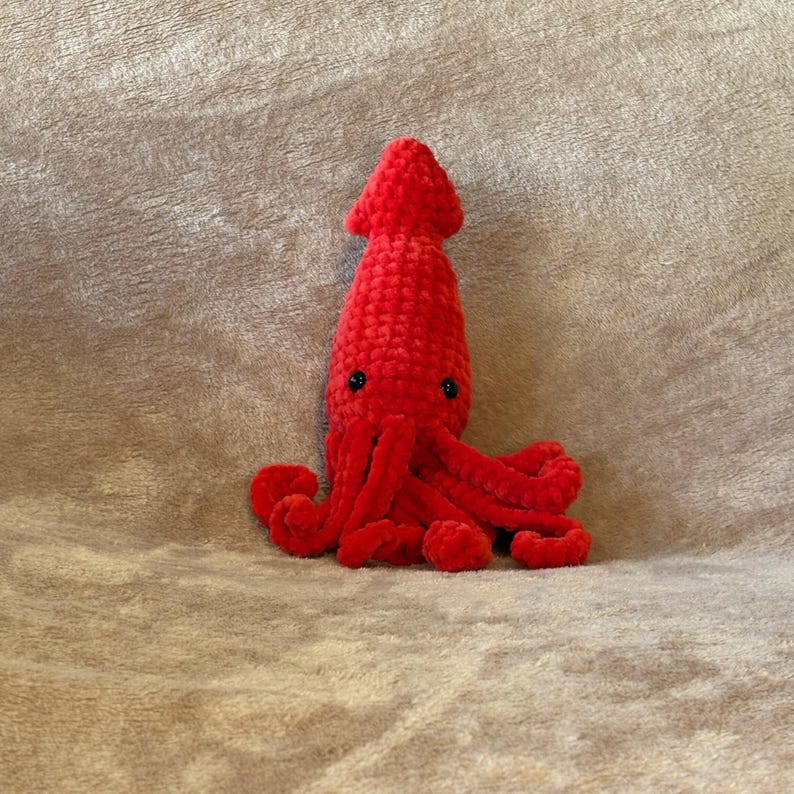Squishy Squid Amigurumi, Crochet Animal Soft Toy Plushie, Handmade, Cute, Cuddle Buddy ...