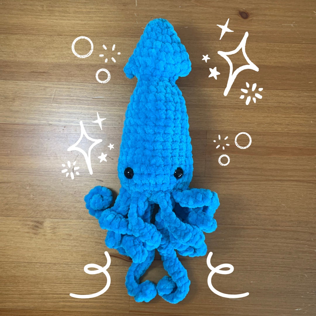 Squishy Squid Sea Creature Amigurumi, Crochet Animal Soft Toy Plushie ...