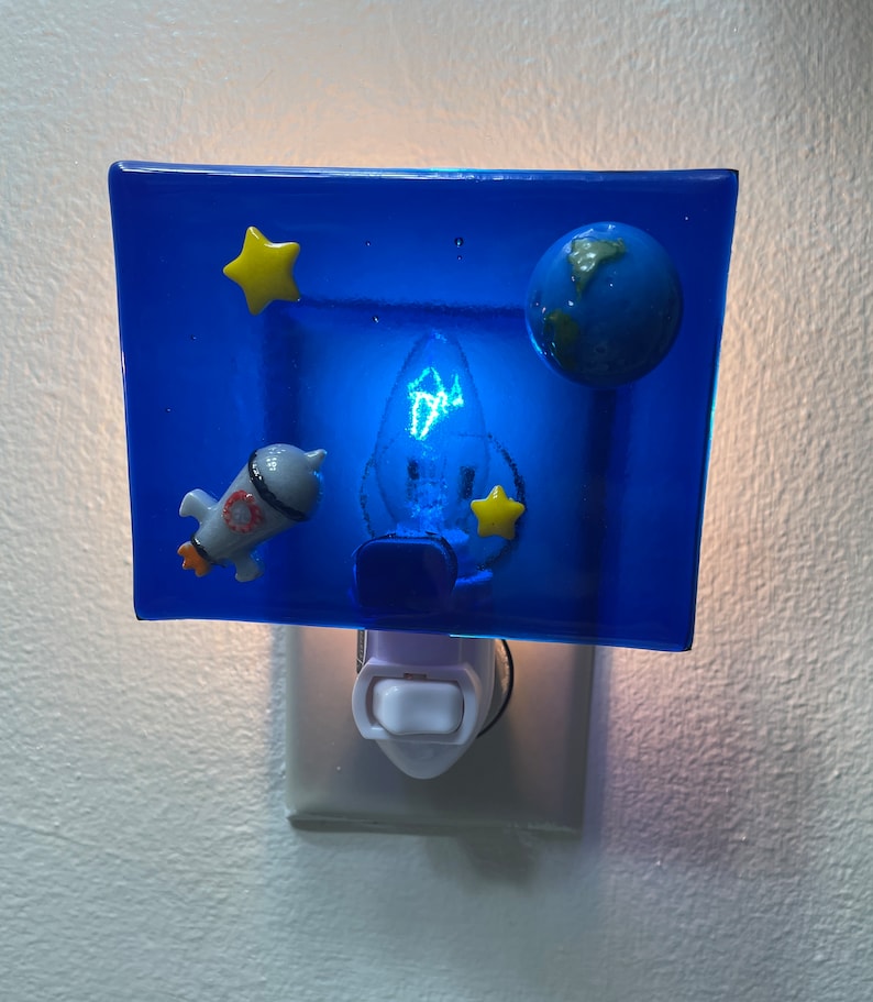 Fused Glass Nightlight (outer Space Theme) - Etsy