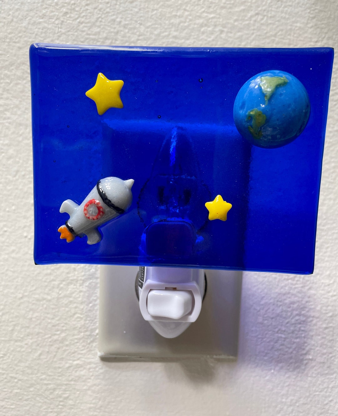 Fused Glass Nightlight (outer Space Theme) - Etsy