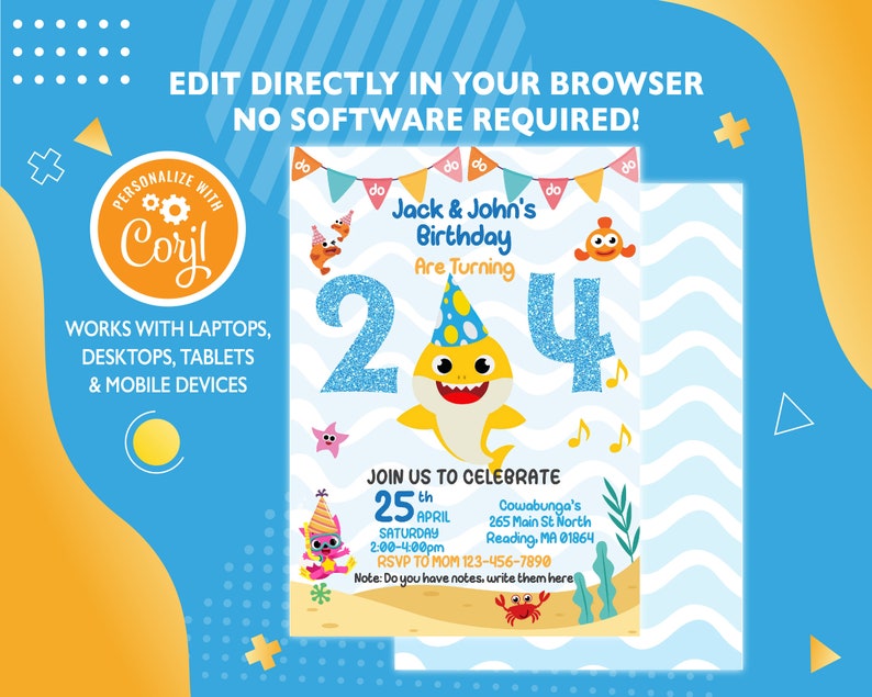 Two Names and Two Ages Birthday Party Invitation Editable - Etsy