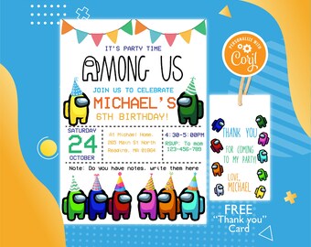 Editable Birthday Invitation, FREE Thank You Tag, Birthday Invitation ...